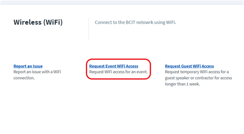Requesting Event WiFi Access – BCIT