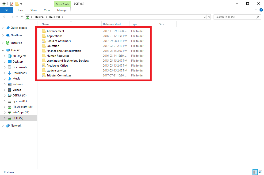 Accessing Files On Shared Drives BCIT