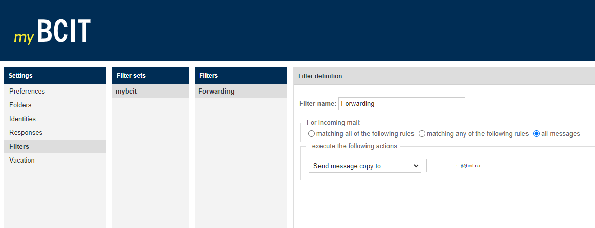 Forwarding your myBCIT Email - BCIT